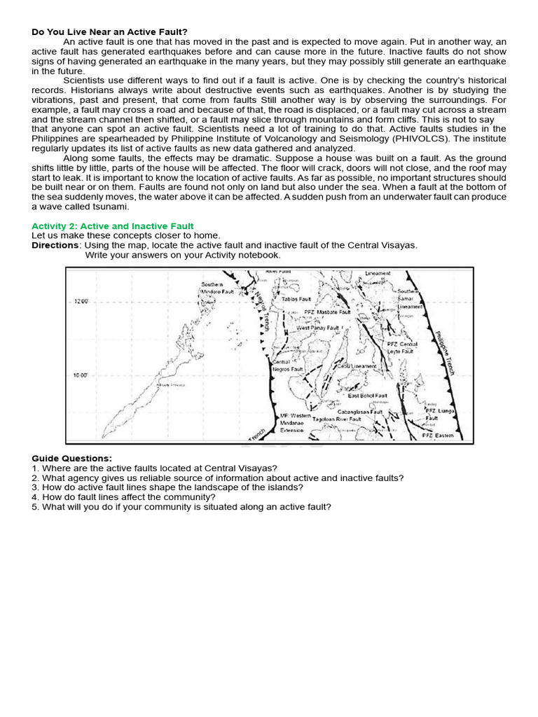 Active and Inactive Fault | PDF | Earthquakes | Fault (Geology)