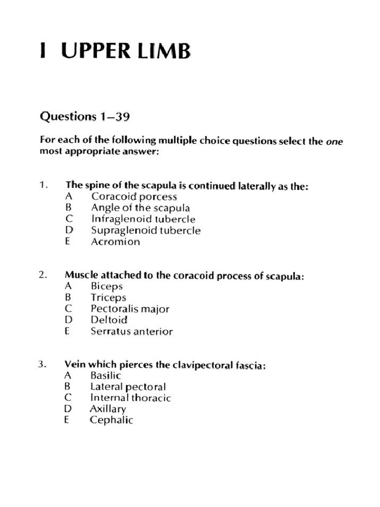 Anat MCQs (Upper Limb) | PDF