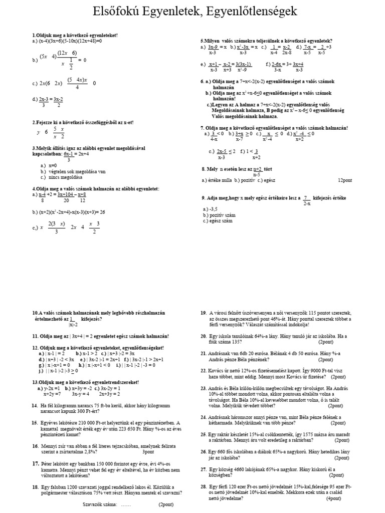 Elsofoku Egyenl | PDF