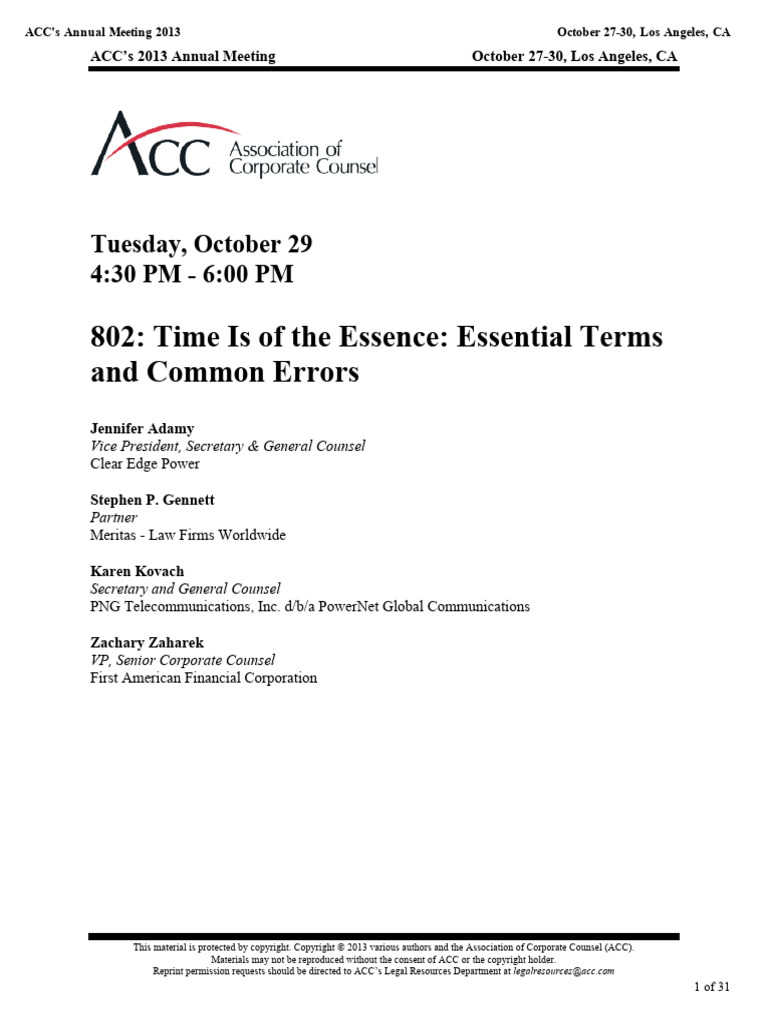 Time Is of The Essence | PDF | Non Disclosure Agreement | Civil Law ...