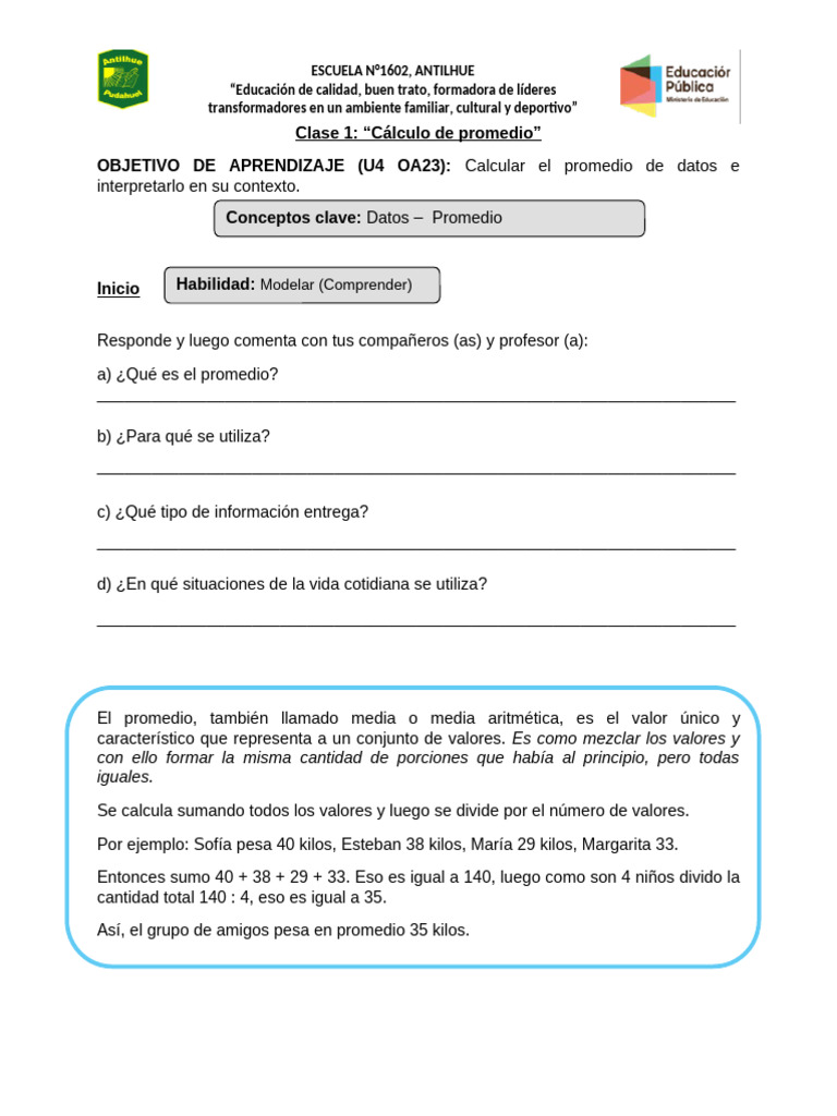Guia Promedio | PDF