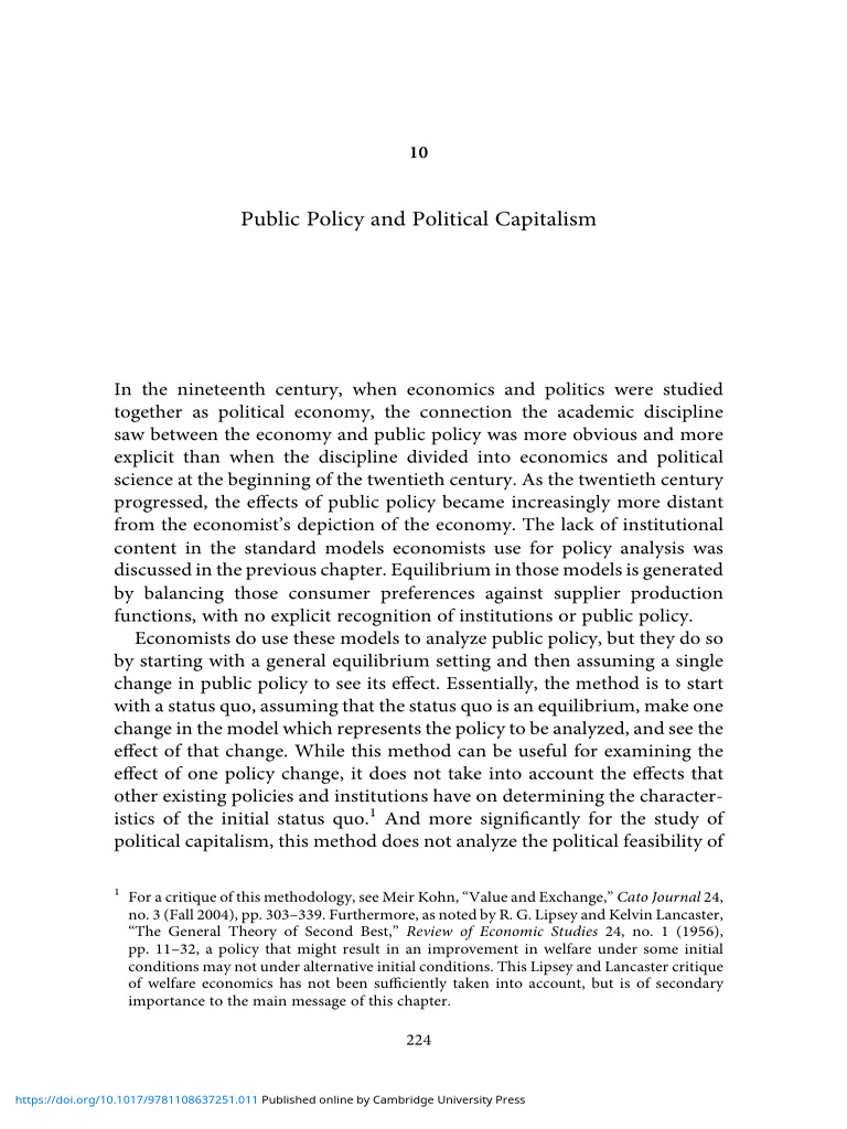 Public Policy and Political Capitalism | PDF | Economics | Capitalism