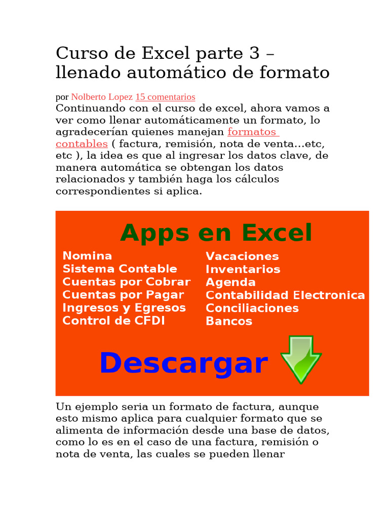Llenado Automático de Formatos en Excel | PDF | Microsoft Excel | Macro ...