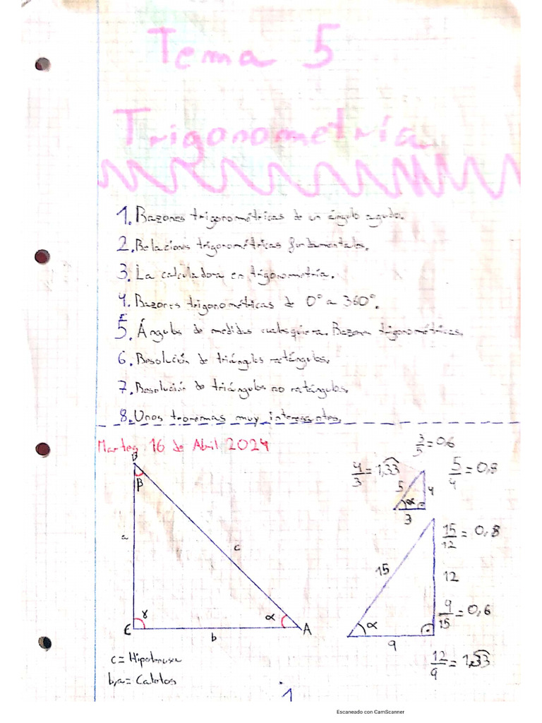 Libreta Tema 5 Trigonometria | PDF