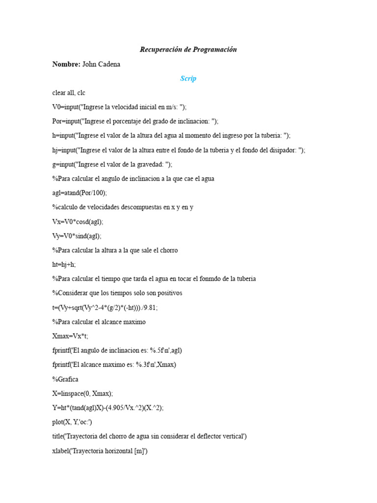 Trayectoria del chorro de agua | PDF