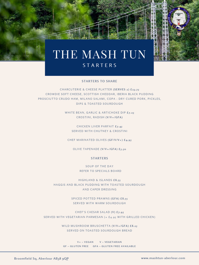 Mash Tun Dinner Menu New | PDF | Cuisine | Western Cuisine