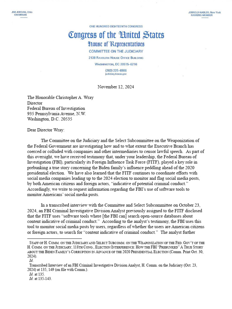 FBI's Role in Social Media Censorship | PDF | Federal Government Of The ...