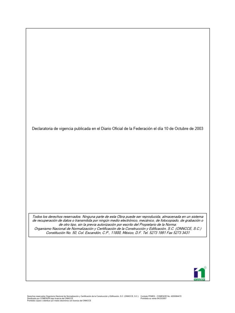 NMX C 416 ONNCCE 2003+ (Geotecnia) | PDF | México | Ingeniería