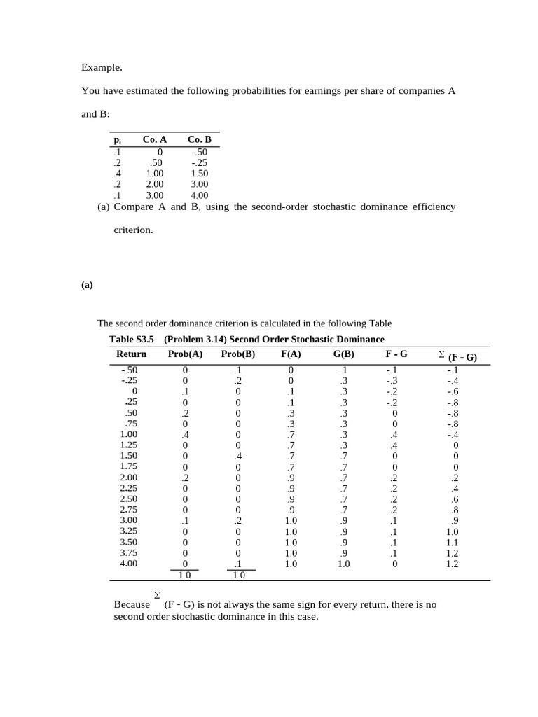 Second Order Stochastic Dominance Analysis | PDF | Probability Theory | Probability