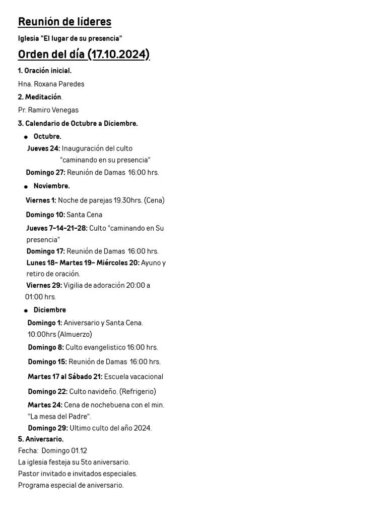 Orden Del Día 2024 Oct A Dic - 20241017 - 155825 - 0000 | PDF