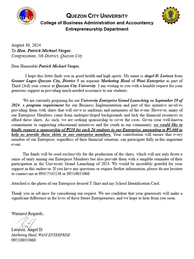 Solicitation Letter | PDF | Social Science