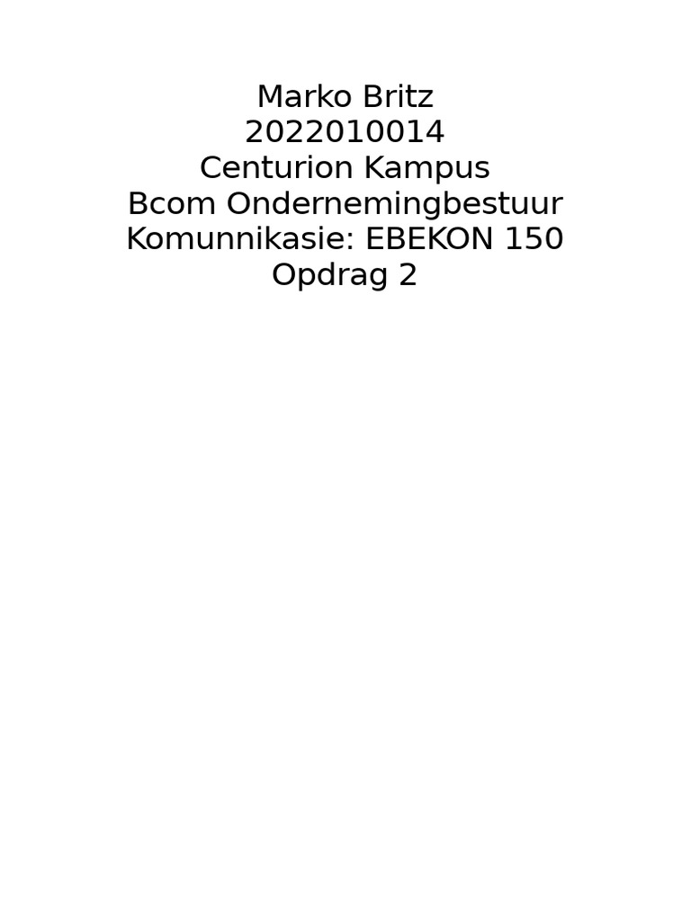 Komunikasie Opdrag 2 | PDF