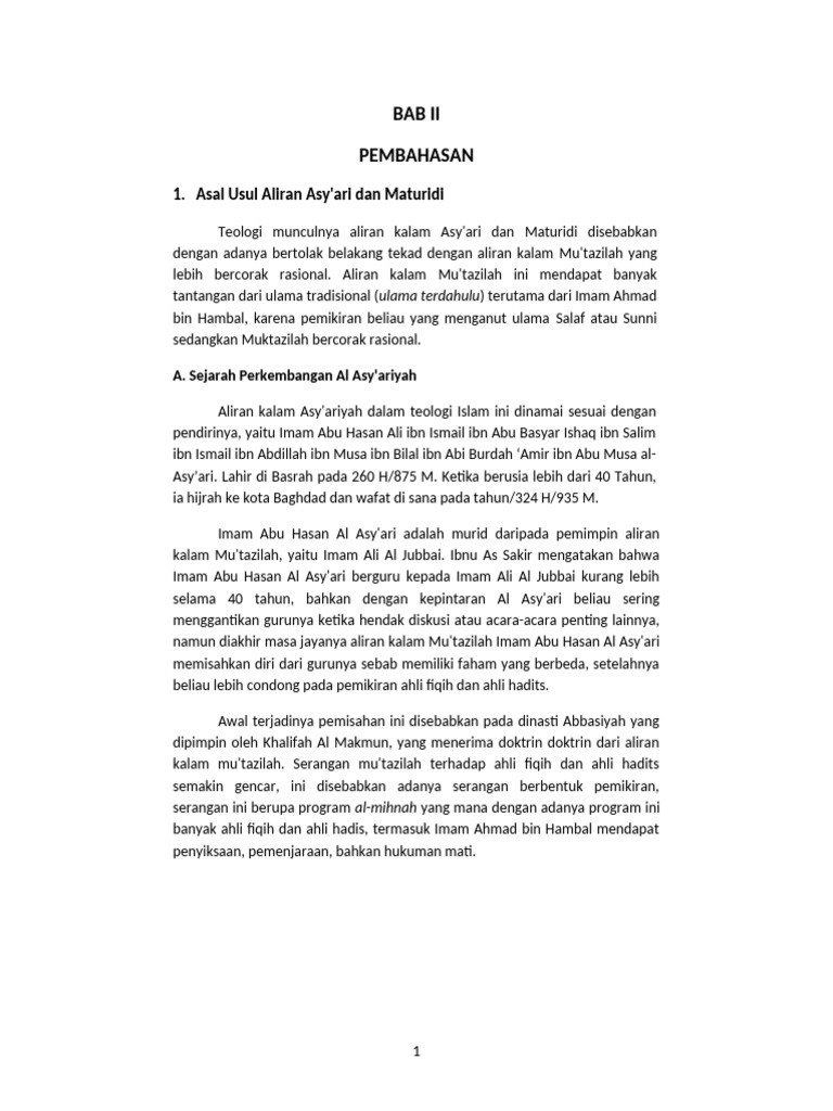 Sejarah Aliran Asy'ari dan Maturidi | PDF | Agama & Spiritualitas