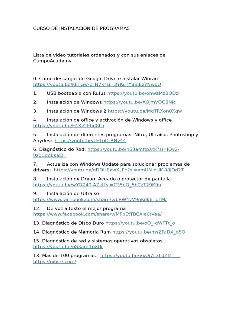 Links Curso de Instalacion de Programas | PDF | Informática