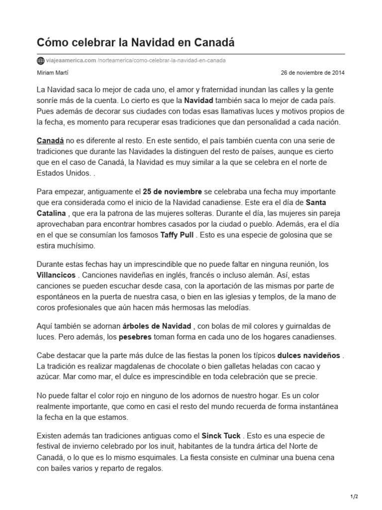 Cómo Celebrar La Navidad en Canadá | PDF | Navidad | Cocina occidental