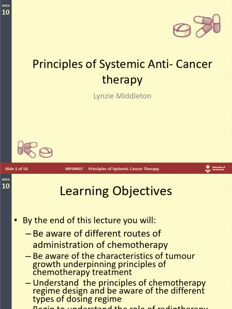 Systemic Cancer Therapy Principles | PDF | Chemotherapy | Intravenous ...