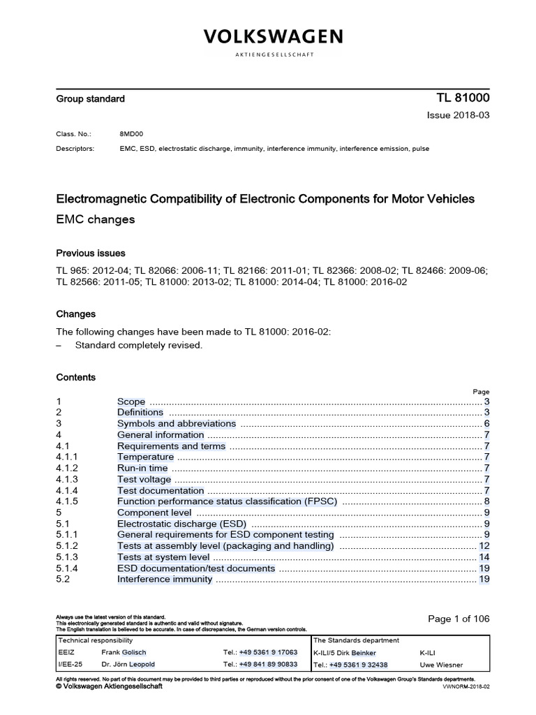 TL 81000 en | PDF | Electromagnetic Interference | Electrostatic Discharge