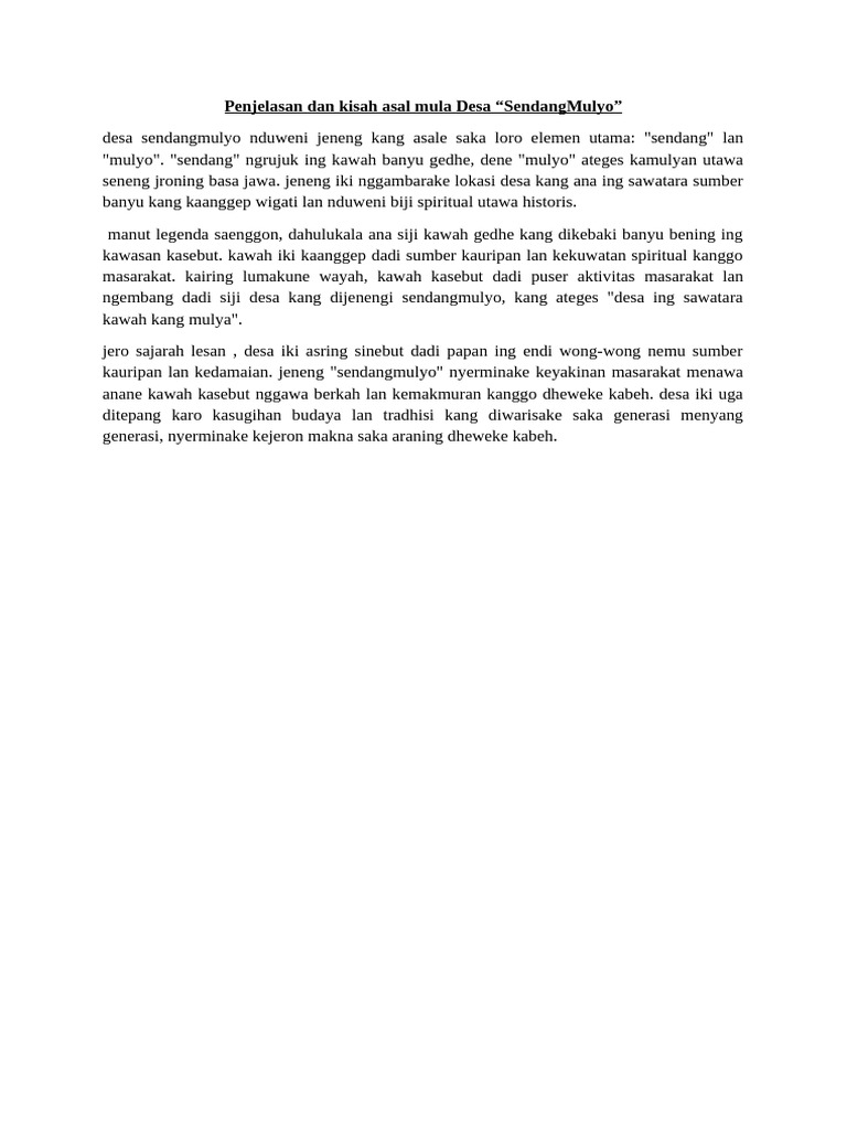 Asal Mula SendangMulyo | PDF
