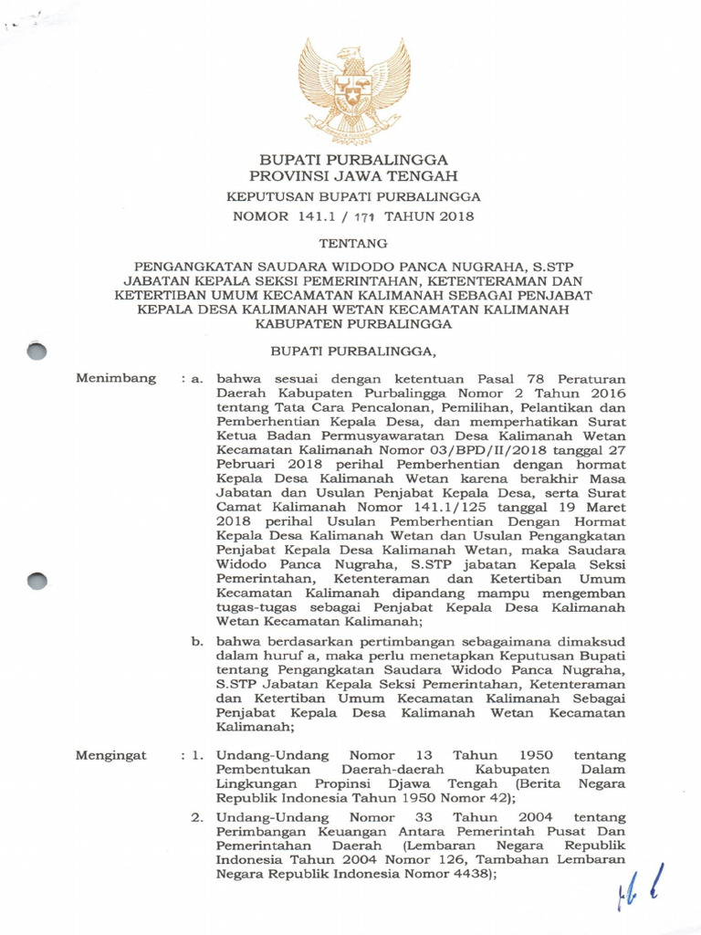 SK No 141 1-171 Tahun 2018 | PDF