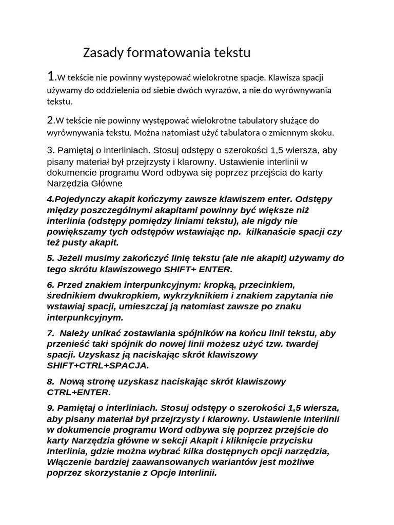 Zasady Formatowania Tekstu | PDF
