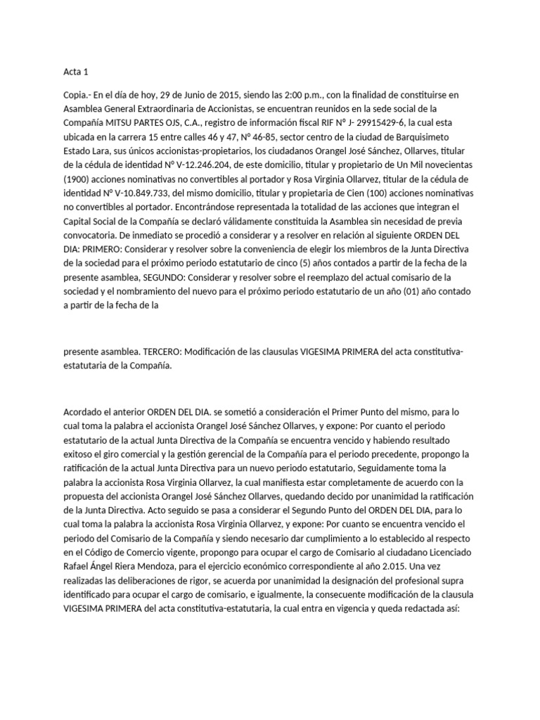 Actas | PDF | Documento de identidad | Business