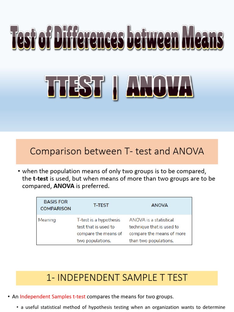 Test of Difference Between Means | PDF | Student's T Test | Analysis Of ...