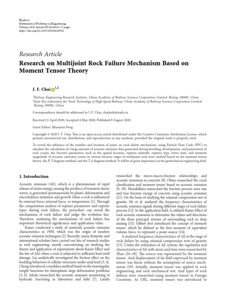 Research On Multijoint Rock Failure Mechanism Base | PDF | Fracture ...
