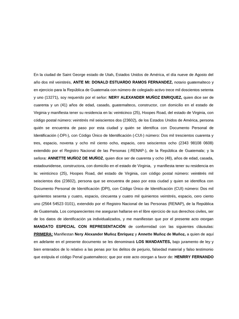 Mandato Especial de Nery y Annette Muñoz | PDF | Guatemala