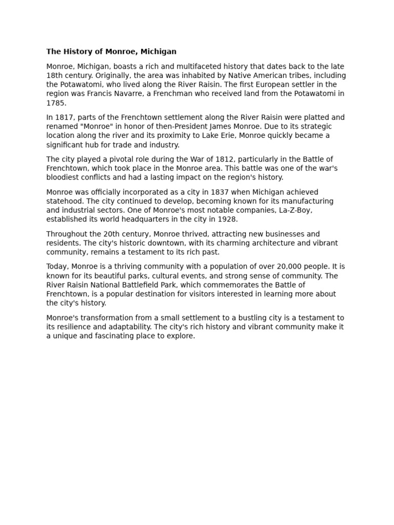 The History of Monroe | PDF | Travel | History