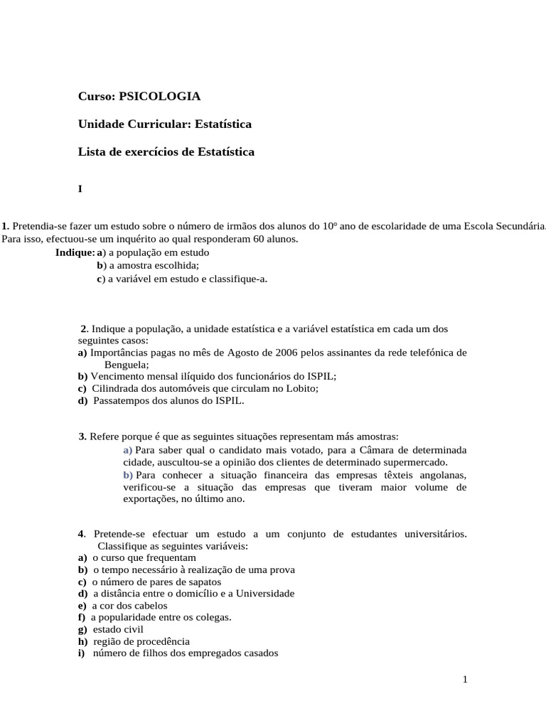 ESTATÍSTICA Ispil FF | PDF