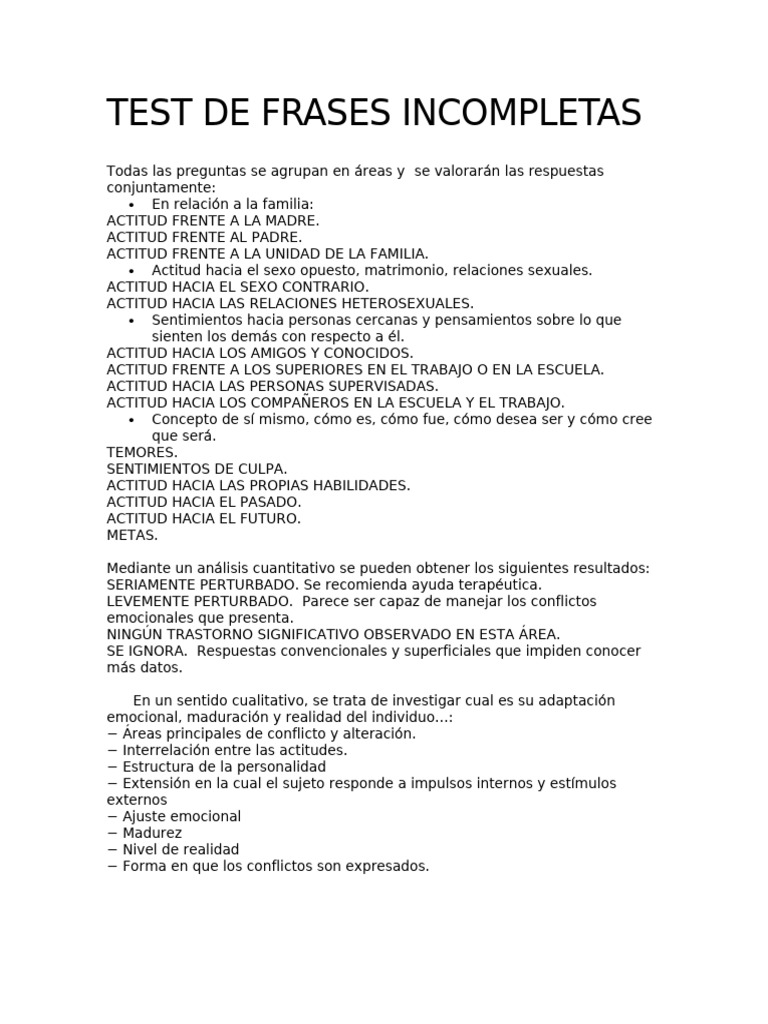 Test de Actitudes y Adaptación Emocional | PDF | Actitud (psicología ...