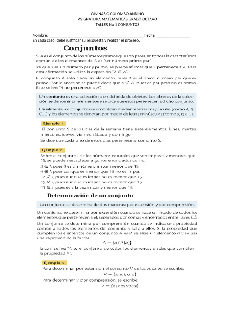 TALLER No 1 CONJUNTOS | PDF