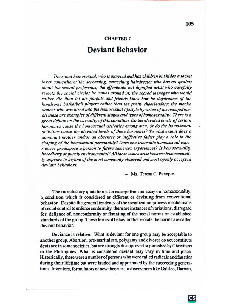Group 6 Deviant Behavior (Panopio Et Al.,1994) | PDF