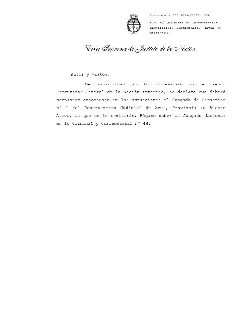 Fallo CSJN CCC 048694 - 2022 - 12/11/2024 | PDF | Ley Pública | Gobierno