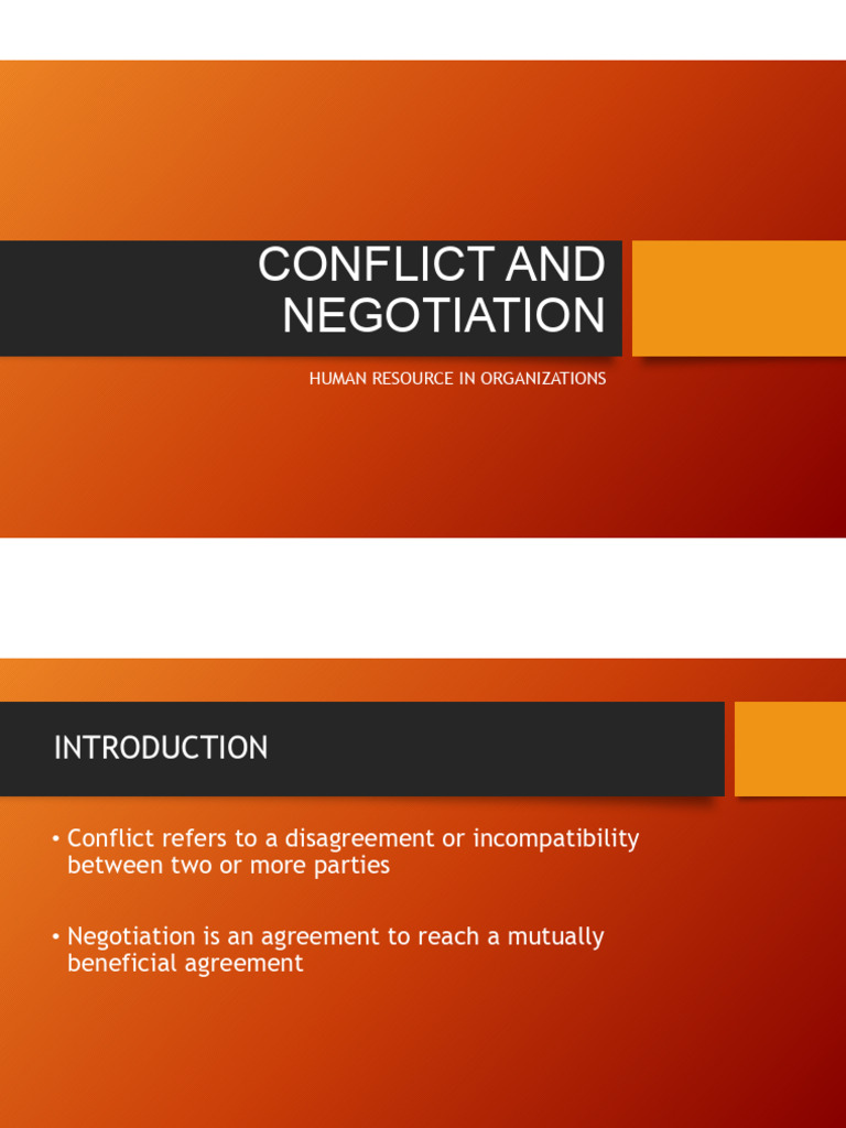 Conflict and Negotiation | PDF | Negotiation | Social Psychology