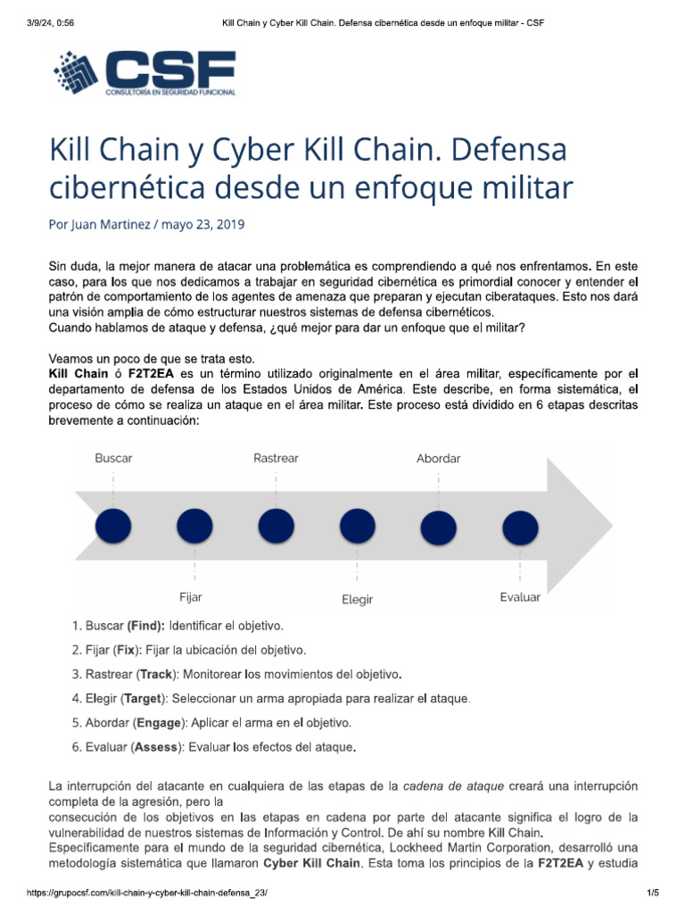 Kill Chain y Cyber Kill Chain | PDF