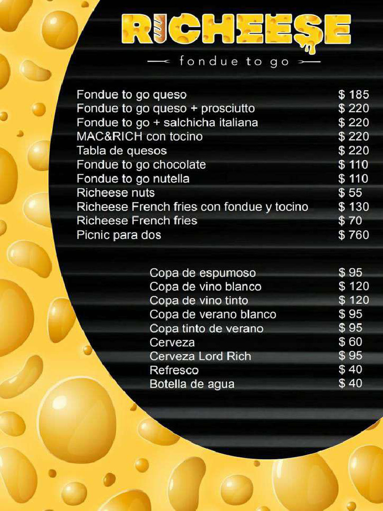 641df093d114d515141c009f - Menú Richeese | PDF