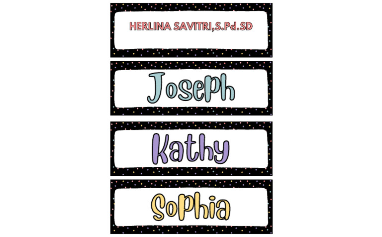 Black Pastel Polka Dot Name Tags | PDF