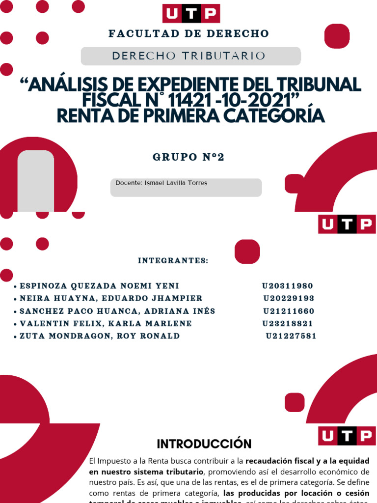 TA1 Grupo02.DTE - PRESENTACION | PDF | Impuestos | Impuesto sobre la renta