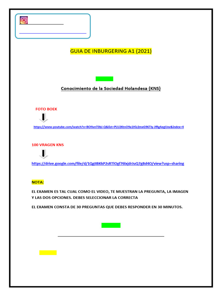 Guia de Inburgering A1 | PDF