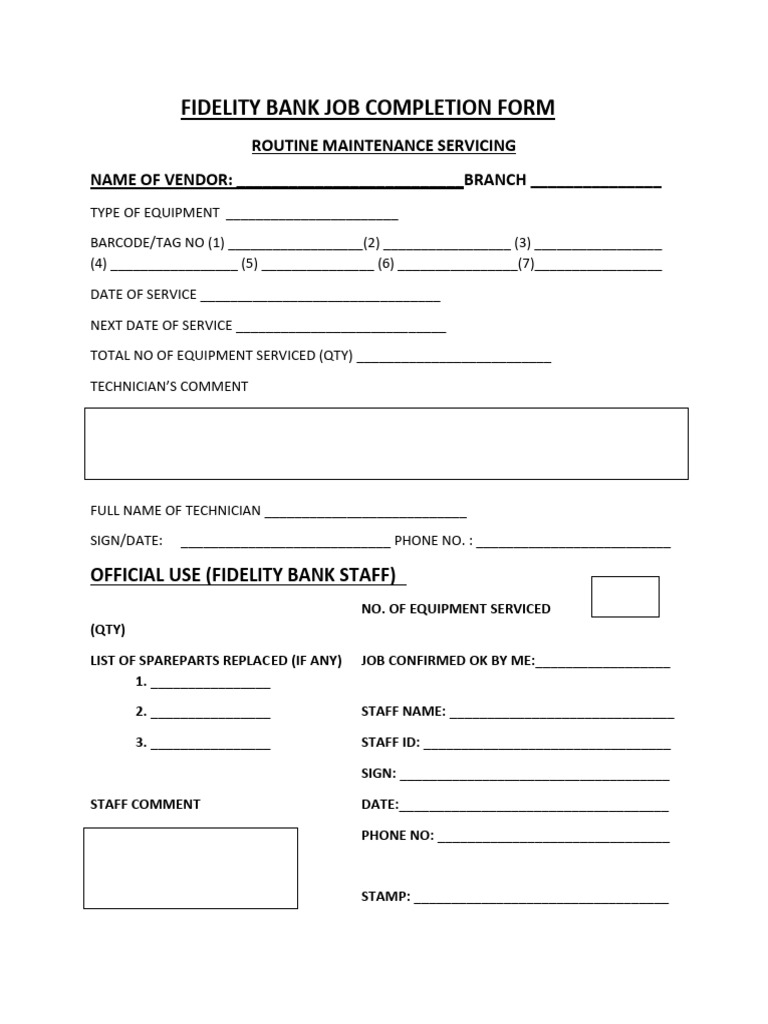 Fidelity Bank Maintenance Form | PDF | Business