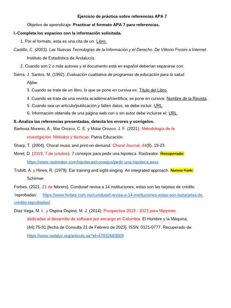 Ejercicio - Practica - Referencias APA 7 (Recuperado Automáticamente) | PDF