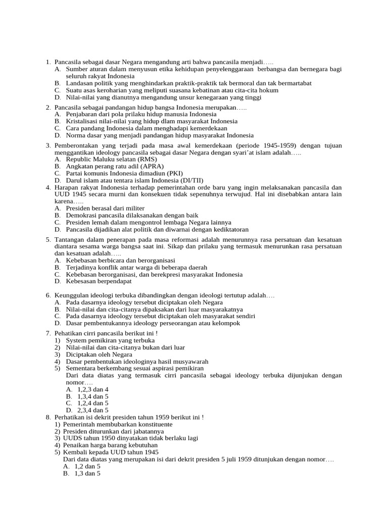 Soal Pas PKN Kelas 9 | PDF