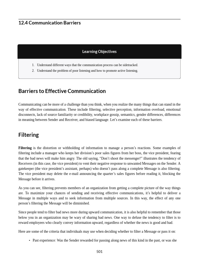 12.4 Communication Barriers | PDF | Nonverbal Communication | Communication