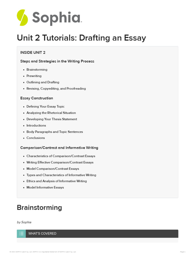 Unit 2 Tutorials Drafting An Essay | PDF | Proofreading | Essays