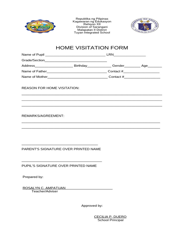 HOME VISITATION FORM | PDF