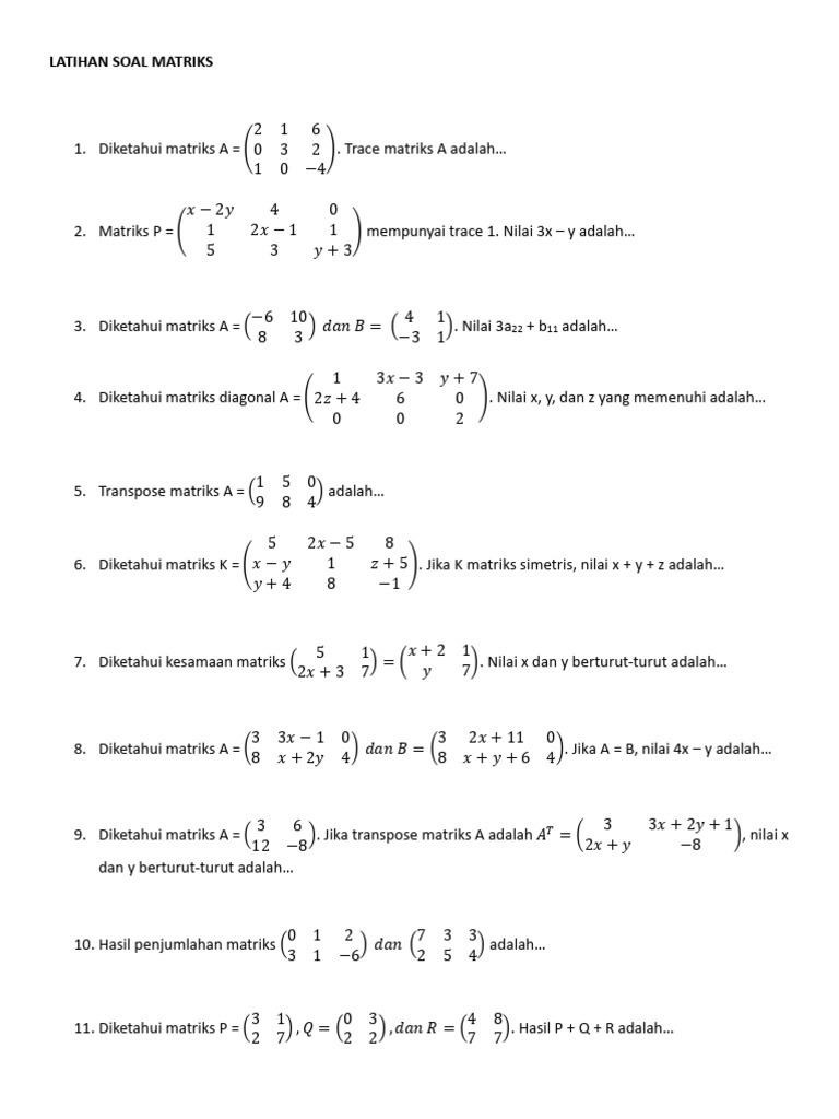 Latihan Soal Matriks | PDF