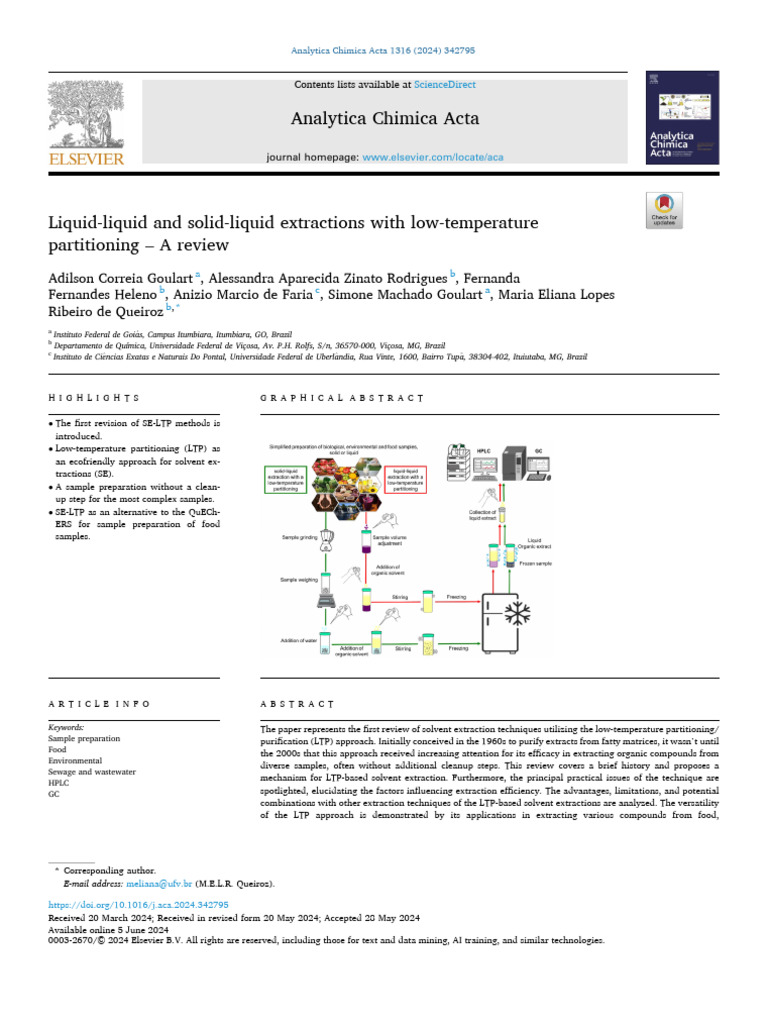 Liquid-Liquid and Solid-Liquid Extractions With Low-Temperature Partitioning - A Review | PDF ...
