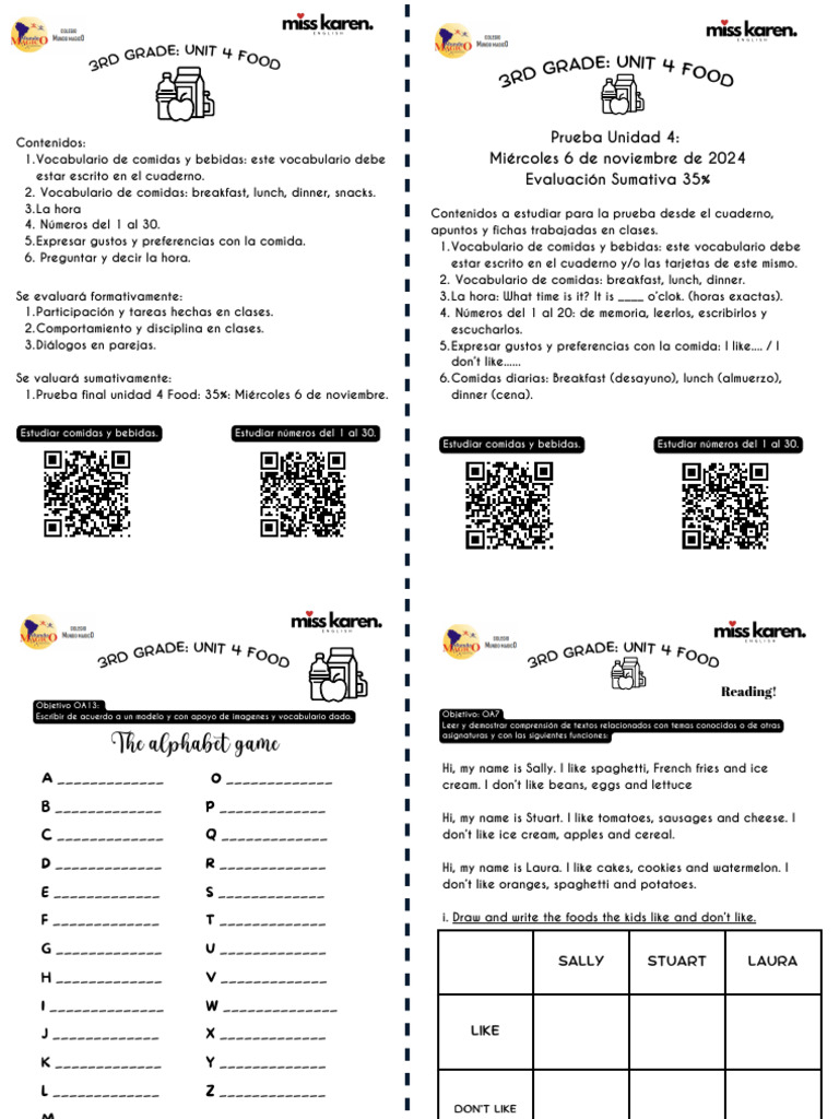 3° Unit 4 Food Comunicaciones y Fichas | PDF | Comida | Cocina