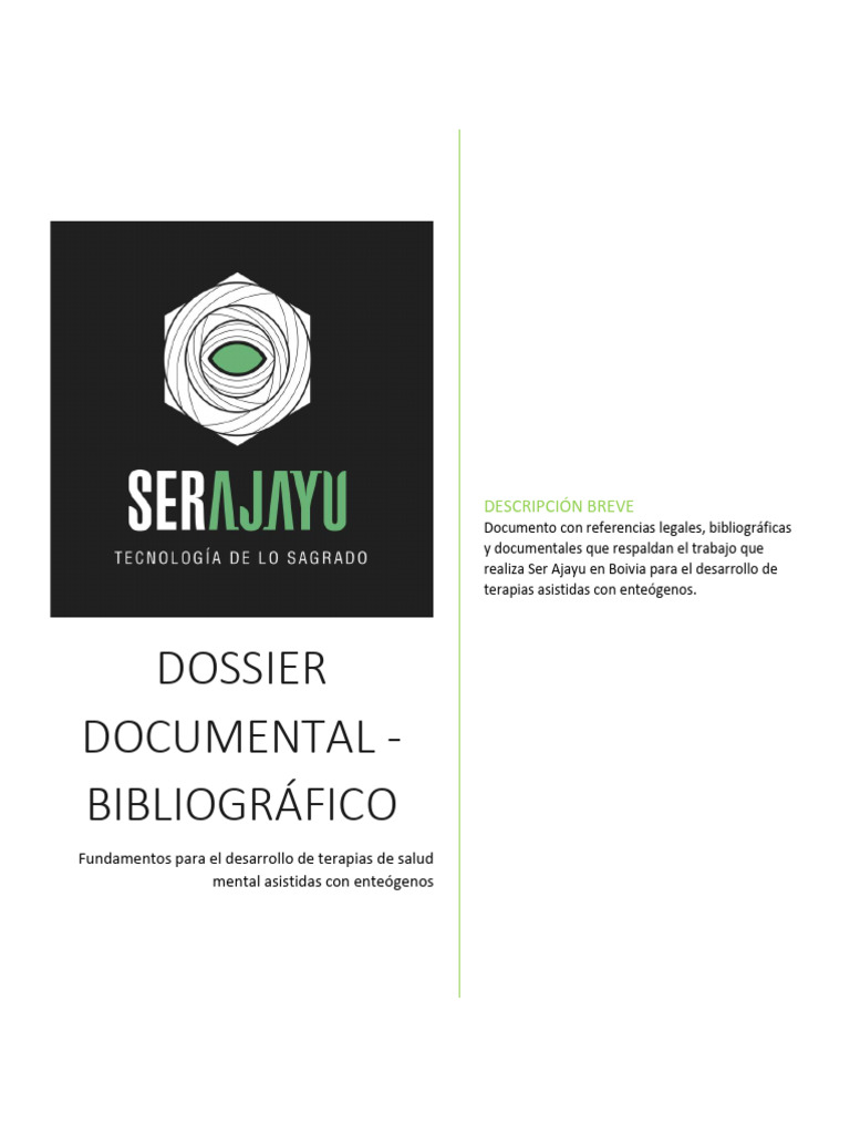 Dossier Documental y Bibliografico de Respaldo Ser Ajayu | PDF | Ayahuasca